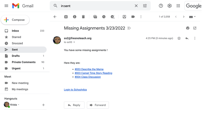 How to send bulk missing assignment emails to all students